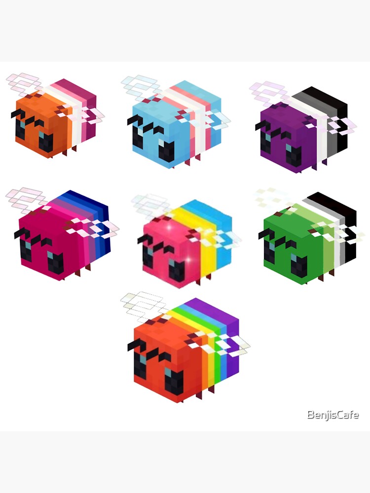 "Pride Bee Minecraft" Sticker for Sale by BenjisCafe | Redbubble