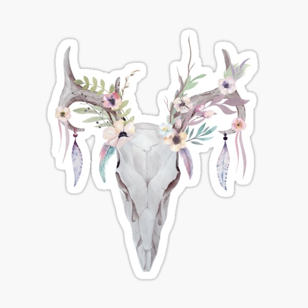"Tribal animal skull" Sticker for Sale by Pinkgamechick | Redbubble