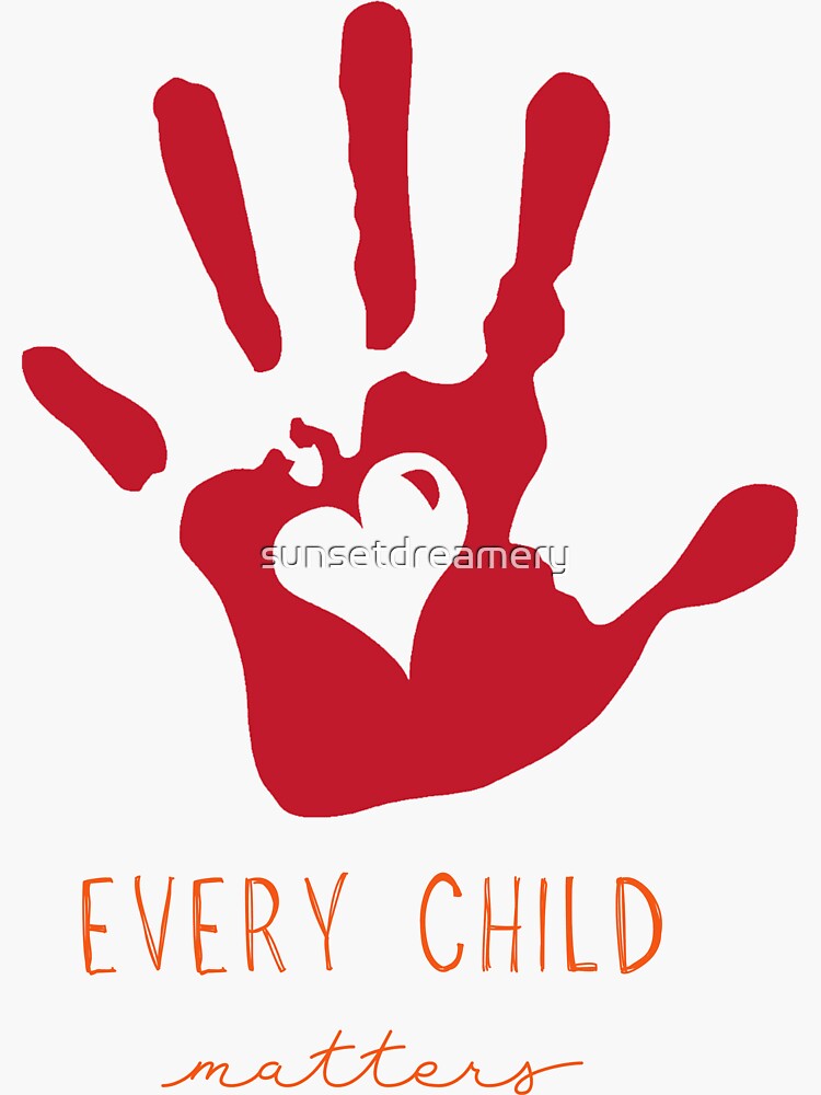 "Every Child Matters Orange Shirt Heart in Red Hand" Sticker by ...