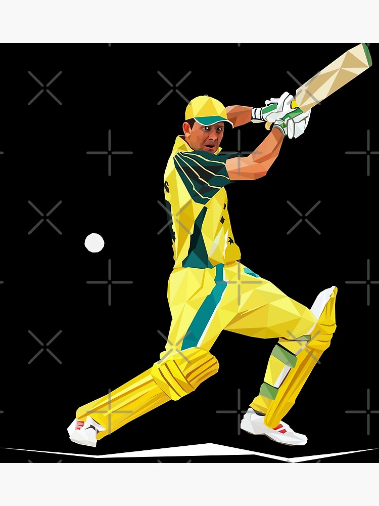 "Mighty Ricky Ponting low poly art" Poster by kingswag | Redbubble