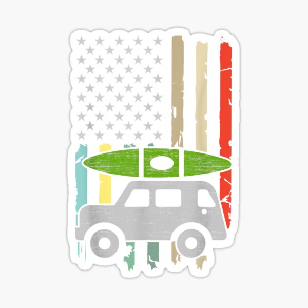 "Kayaking Colorful American Flag Kayak Carrying" Sticker for Sale by ...