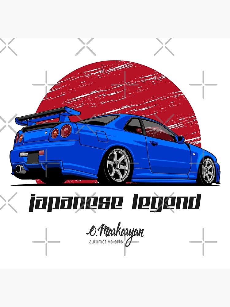 "Skyline GTR R34 (blue)" Art Print by OlegMarkaryan | Redbubble