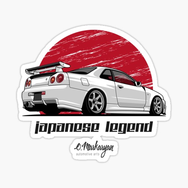 "Skyline GTR R34 (white)" Sticker for Sale by OlegMarkaryan | Redbubble