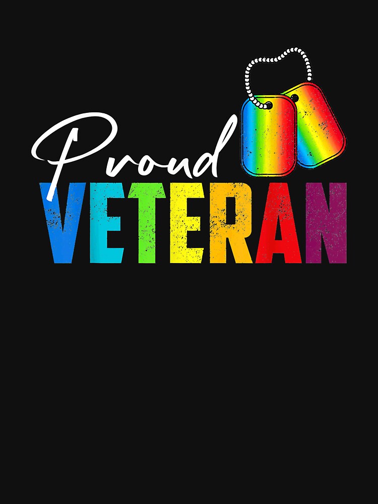 "Proud Veteran Trans Military LGBTQ Rainbow Gay Pride Flag" Essential T ...