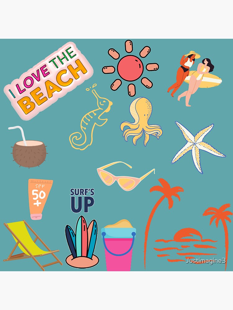 "Beach background " Sticker for Sale by Justimagine3 | Redbubble
