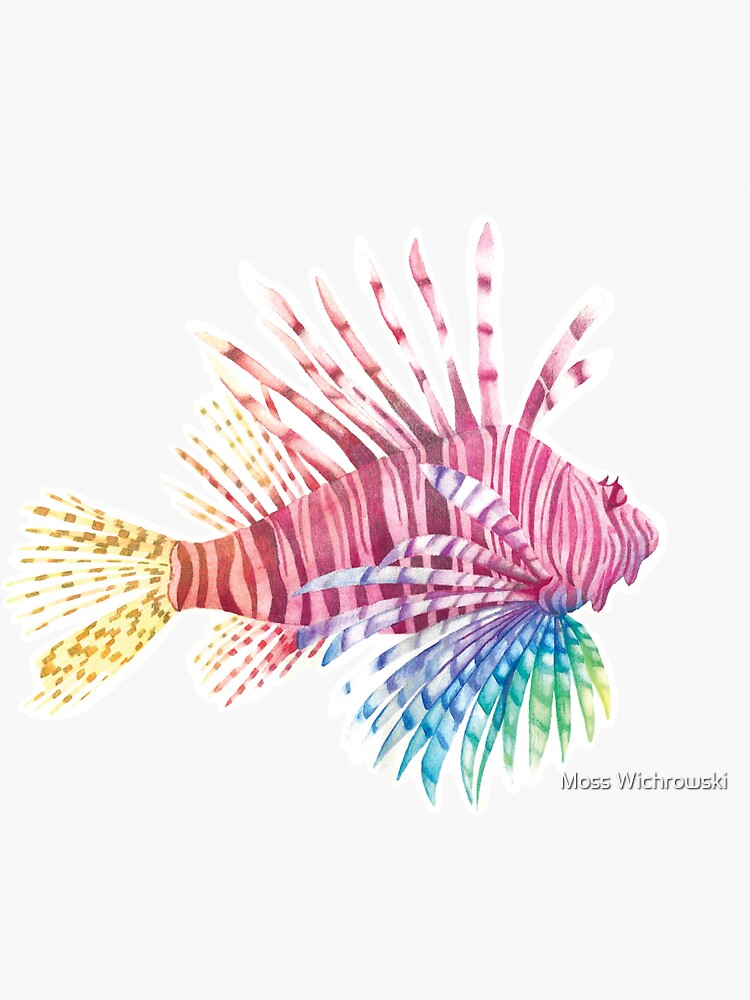 "Rainbow Lionfish Painting" Sticker by Hannahiwi | Redbubble