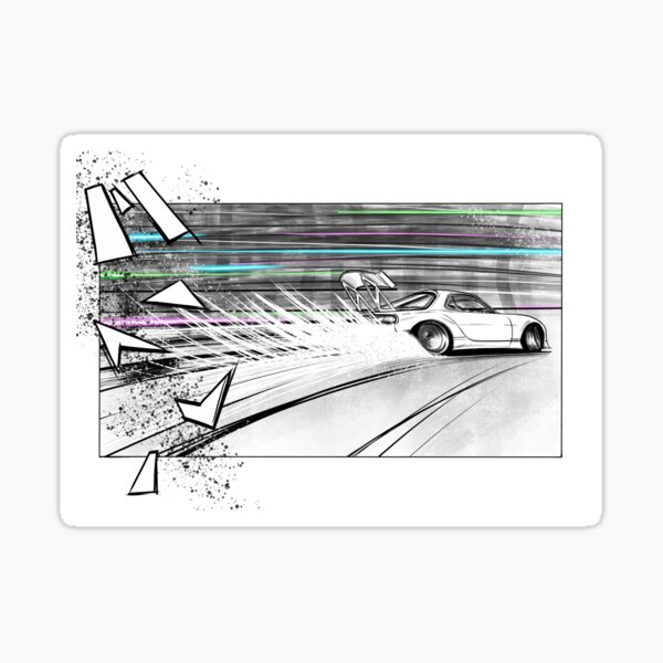 "Drift 2 - drifting comic car art" Sticker for Sale by yeomanscarart ...