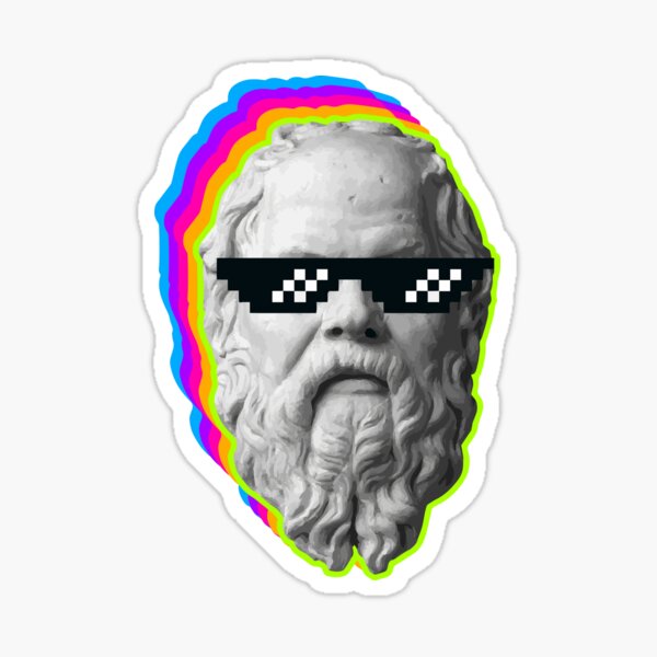 "Socrates Neon Pixel Sun Glasses" Sticker for Sale by ProjecTees ...