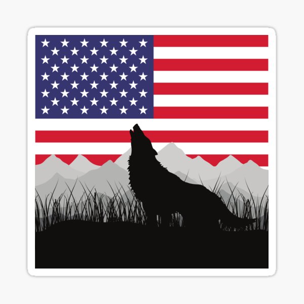 "Howling Wolf with American Flag - USA Patriotic for US Independence ...