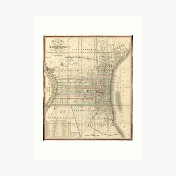 "Vintage Map of Philadelphia Pennsylvania (1830)" Art Print by ...