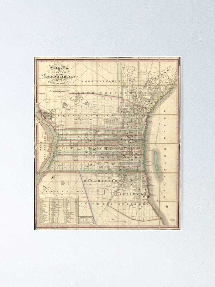 "Vintage Map of Philadelphia Pennsylvania (1830)" Poster by ...