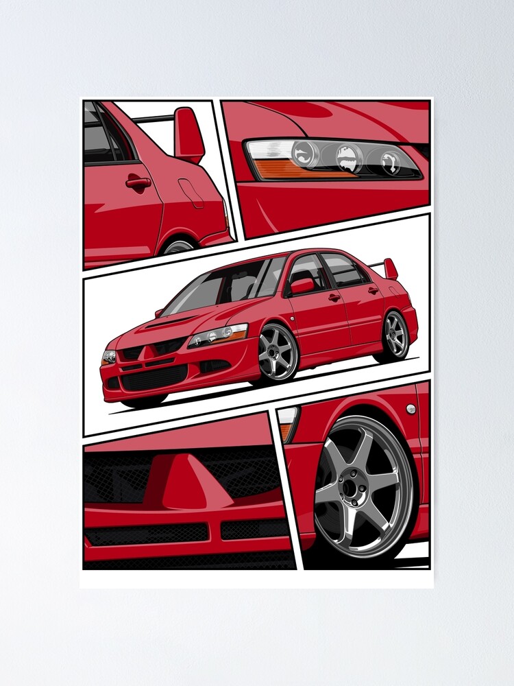 "Lancer Evolution VIII (red)" Poster for Sale by OlegMarkaryan | Redbubble