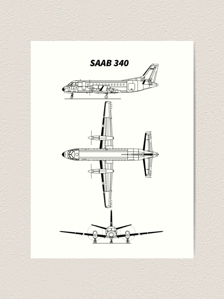 "Saab 340 Three View" Art Print for Sale by Aeronaut93 | Redbubble