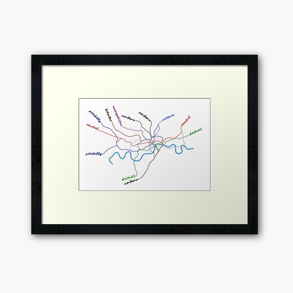 "London Geographical Tube Map" Framed Art Print for Sale by ...