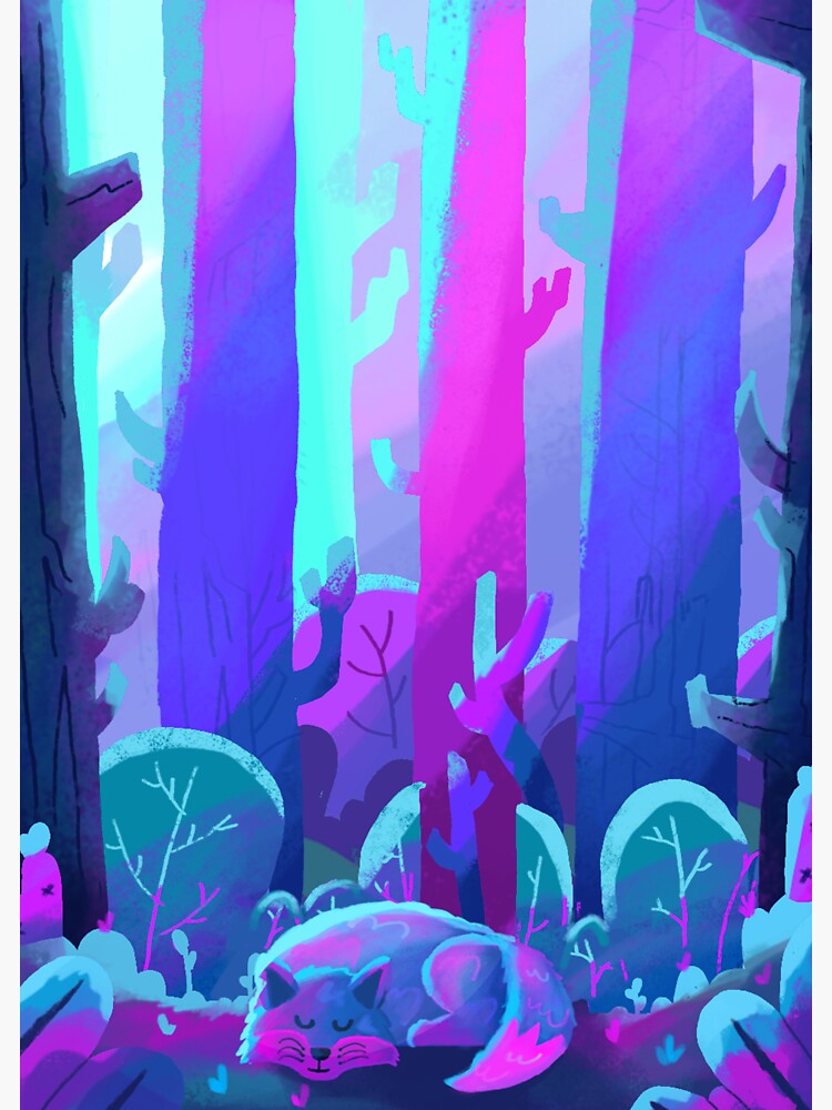 "neon fox illustration" Sticker for Sale by fahmipulunqan | Redbubble