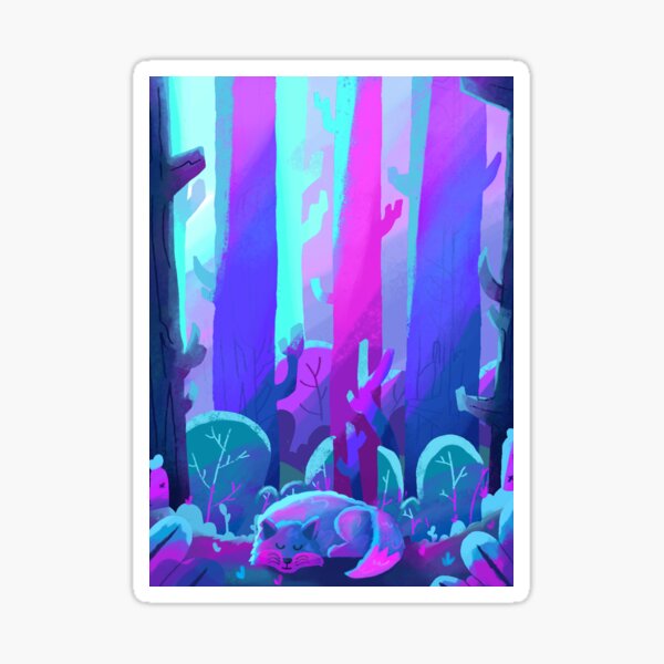 "neon fox illustration" Sticker for Sale by fahmipulunqan | Redbubble
