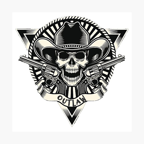 Outlaw Skull With Guns