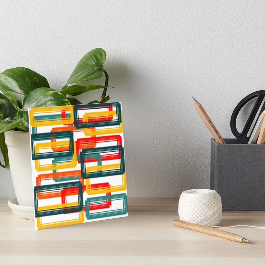 "Abstract mid-century colorful rectangle concept art" Art Board Print ...