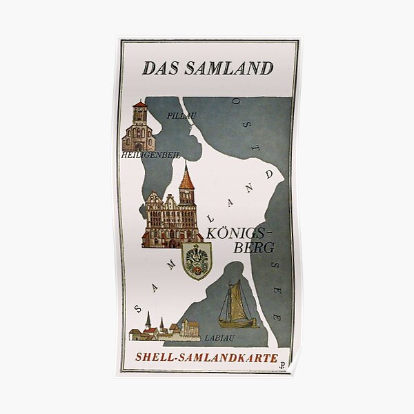 "East Prussia Map...Pillau, Heiligenbeil, Königsberg and Labiau" Poster ...