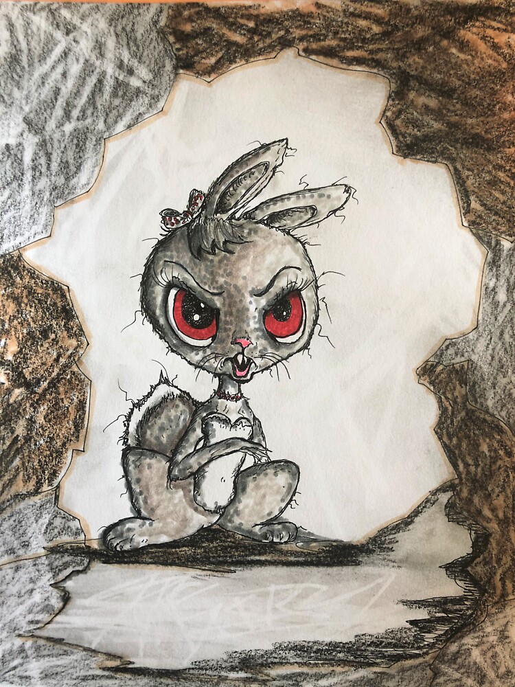"Red-Eyed Creepy Cute Bunny" Sticker for Sale by surrealisticart ...