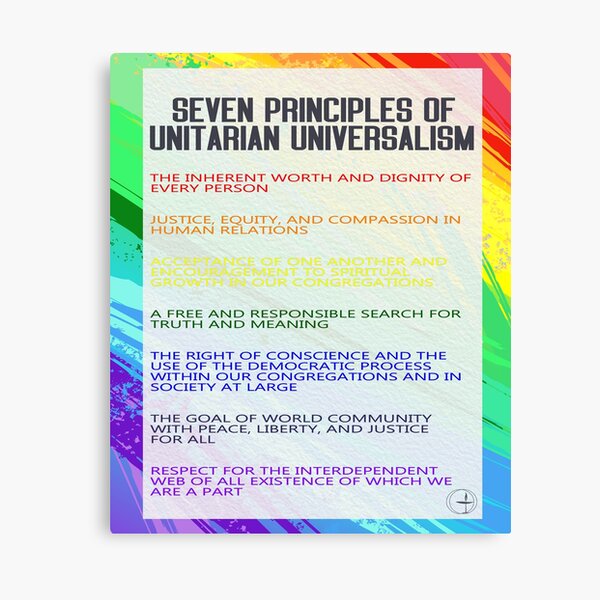 "Seven Principles Unitarian Universalism Rainbow Colors" Canvas Print ...