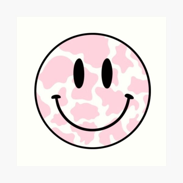 "pink cow print smiley face" Art Print for Sale by aloha-designs ...
