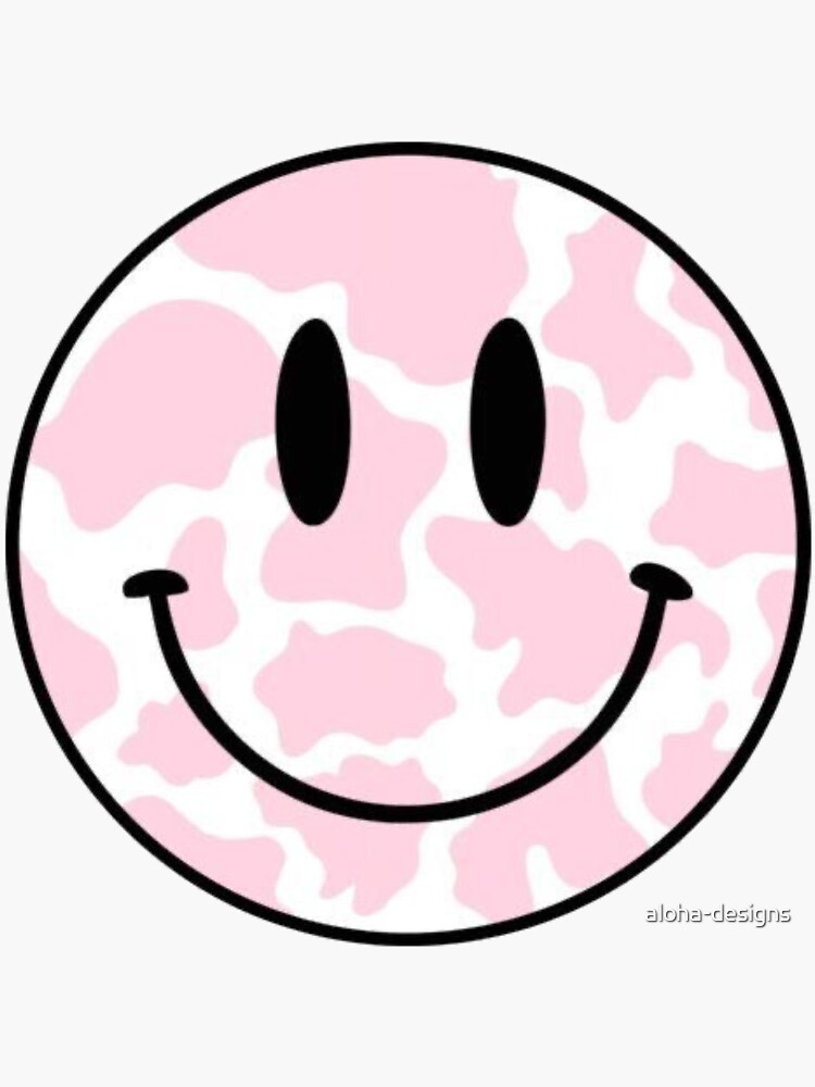 "pink cow print smiley face" Sticker for Sale by aloha-designs | Redbubble