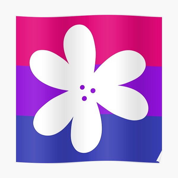 "Flower Outline - discreet bisexual pride flag" Poster for Sale by ...