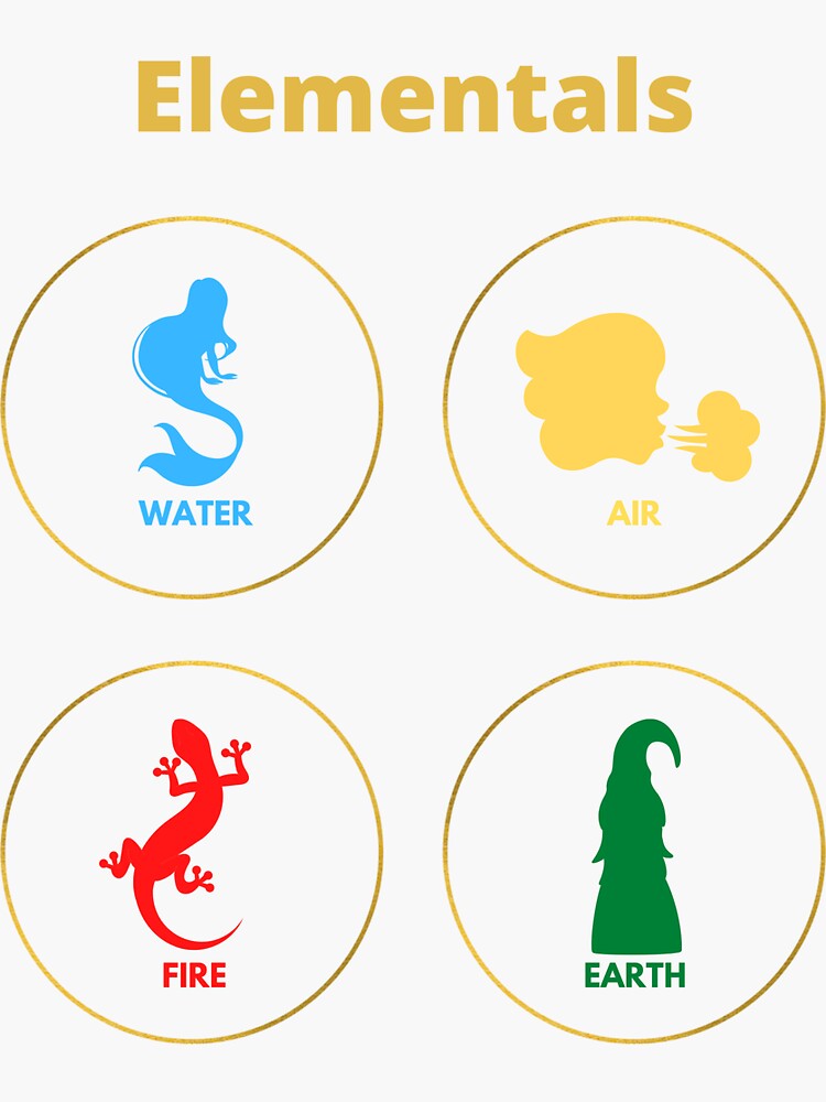 "Elementals | gnome, undine, sylph, salamander" Sticker for Sale by ...