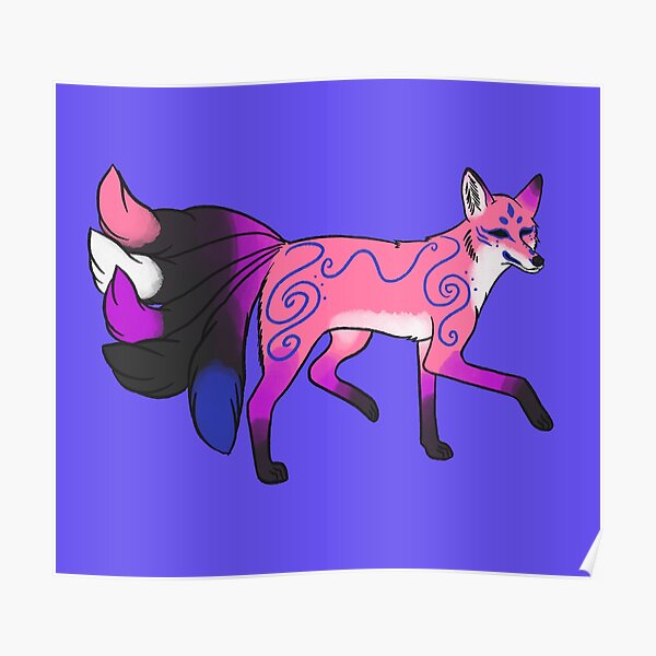 "Genderfluid Pride Kitsune Fox" Poster for Sale by LordyIrony | Redbubble