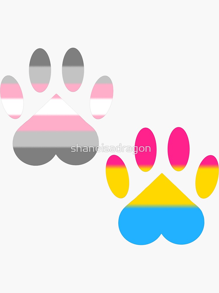 "Pan Demigirl Pride Paws" Sticker by shaneisadragon | Redbubble