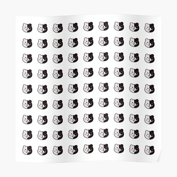 "Monokuma Faces v2" Poster by Alfiedean | Redbubble