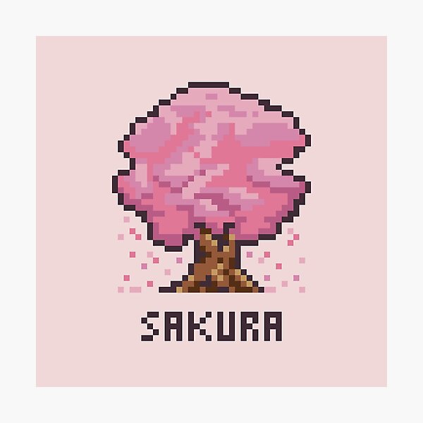 "Sakura Tree RPG Retro Game Pixel Art" Photographic Print for Sale by ...