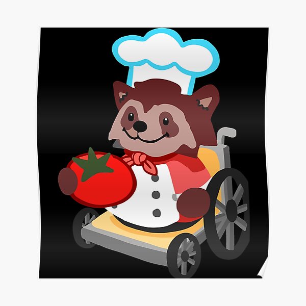 Póster «Lindo Cocido En Silla De Ruedas Con Mapache Chef Regalo Niño ...