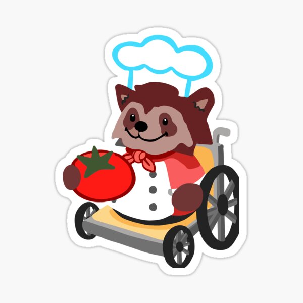 "Cute Overcooked Wheelchair Raccoon Chef Gift Boy Girl" Sticker by ...