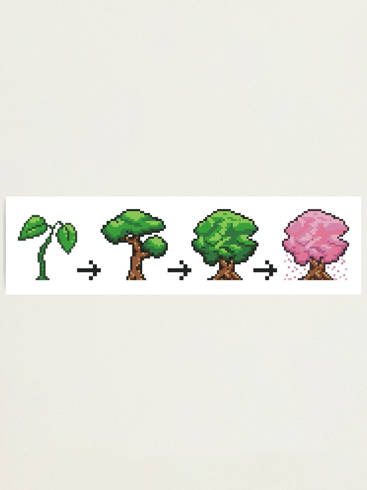 "Sakura Tree Growth Stages RPG Retro Game Pixel Art" Photographic Print ...