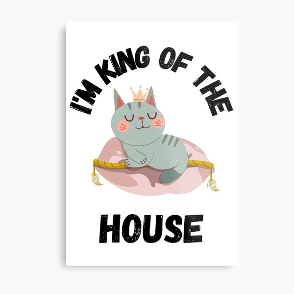 Lámina metálica «SOY EL REY DE LA CASA, EL GATO RARO MEME, LA CORONA ...