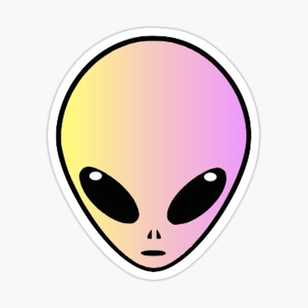"yellow -> pink alien sticker" Sticker for Sale by lozmanaught | Redbubble