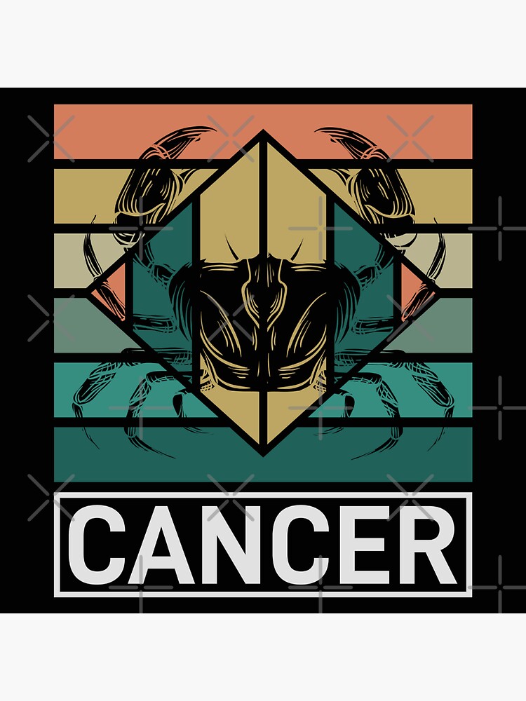 "Cancer Zodiac Symbol Rainbow Retro Style" Sticker for Sale by Trinket ...