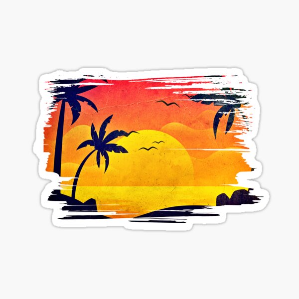 "VINTAGE SUNSET| SUNSET BACKGROUND| TROPICAL BEACH" Sticker for Sale by ...