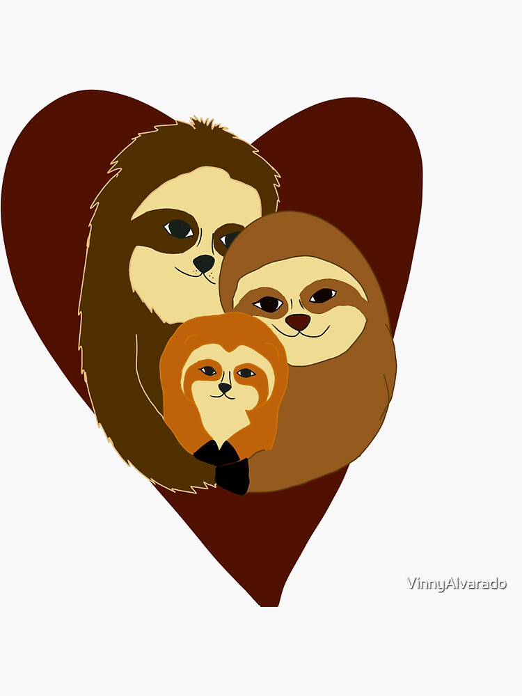 "Sloth Family" Sticker by VinnyAlvarado | Redbubble