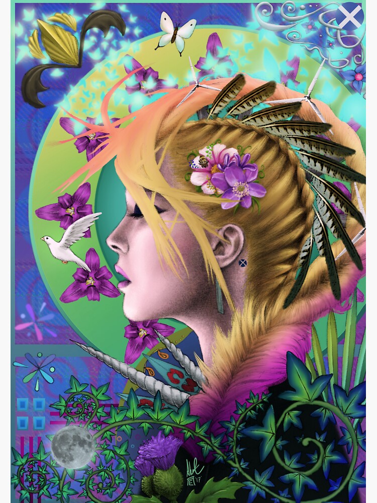 "Decorative Scottish Lass" Sticker for Sale by FlikeNoir | Redbubble