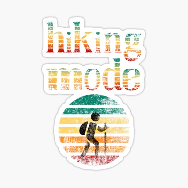 "Hiking Mode - Retro Sun Distressed Classic Colors" Sticker for Sale by ...