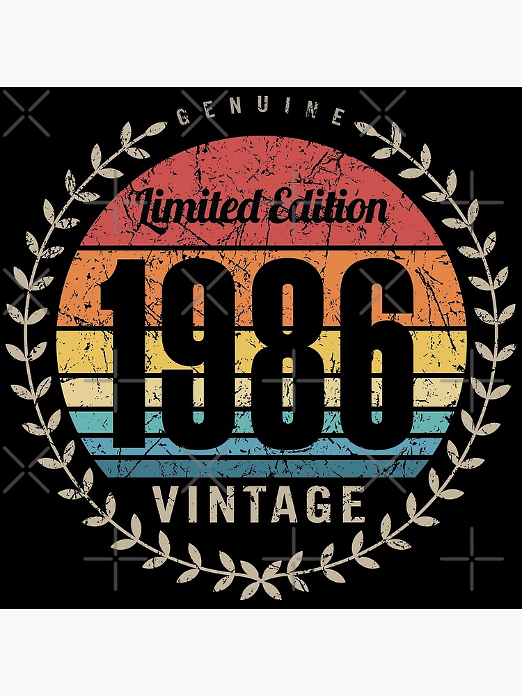 "1986 Year Retro Vintage Style Birthday Anniversary Reunion Event Logo ...