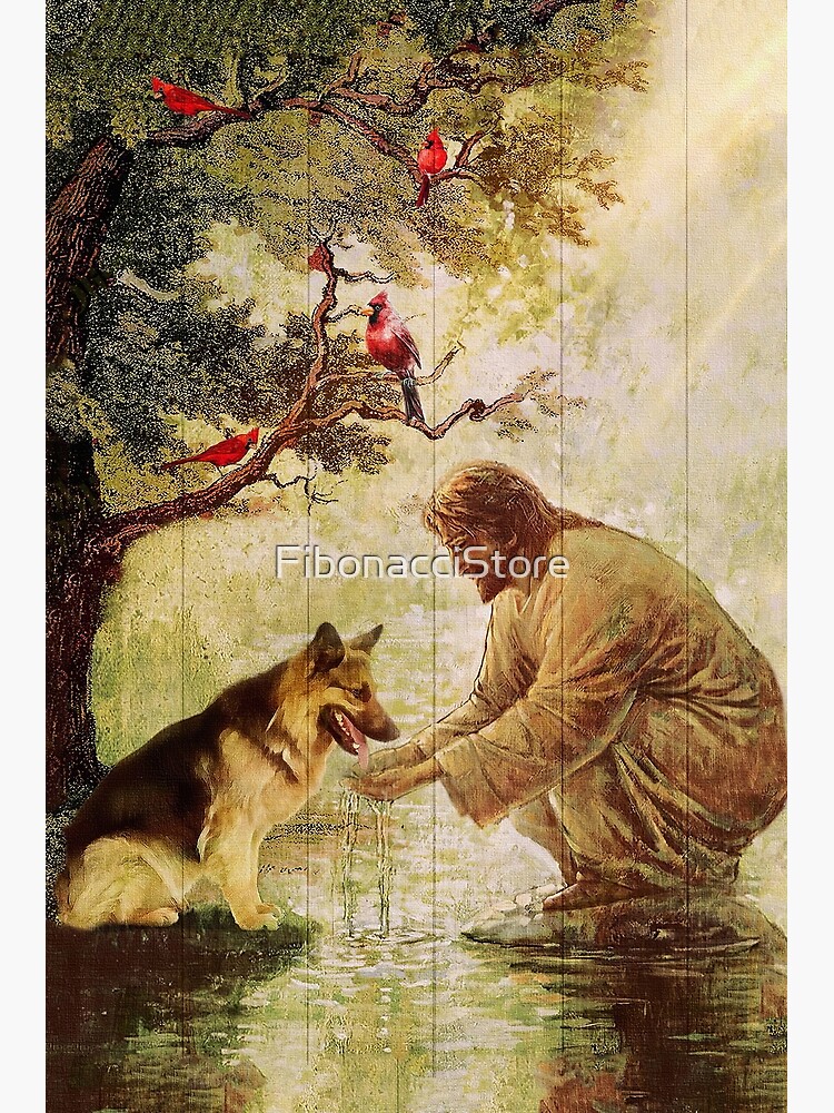 "Jesus and German Shepherd" Poster for Sale by FibonacciStore | Redbubble