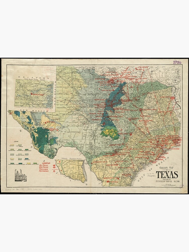 "Vintage Map of The Texas Oil and Gas Fields (1920)" Art Print by ...