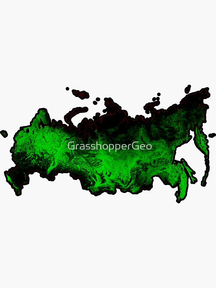 "Russia Forest Cover Map with Black Background" Sticker by ...