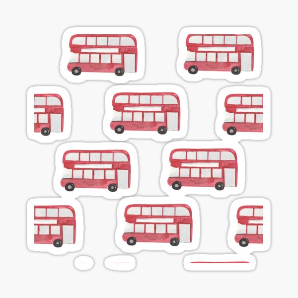 "Double Decker Bus of London Illustrated Watercolor" Sticker for Sale ...