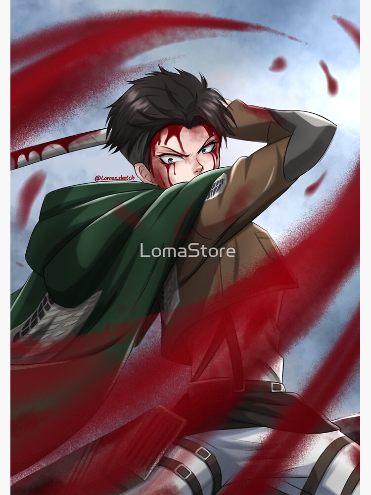 "Attack on titan Levi bloody" Sticker by LomaStore | Redbubble