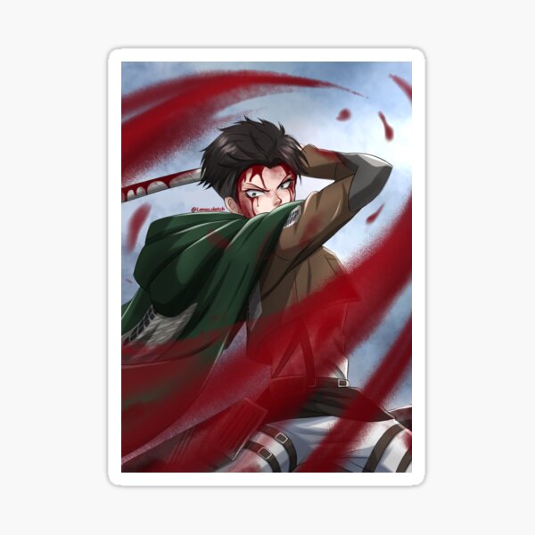 "Attack on titan Levi bloody" Sticker by LomaStore | Redbubble